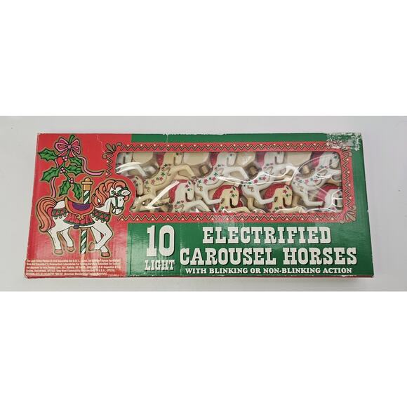 TONY Inc. | Holiday | Vtg Light Electrified Carousel Horses Christmas ...